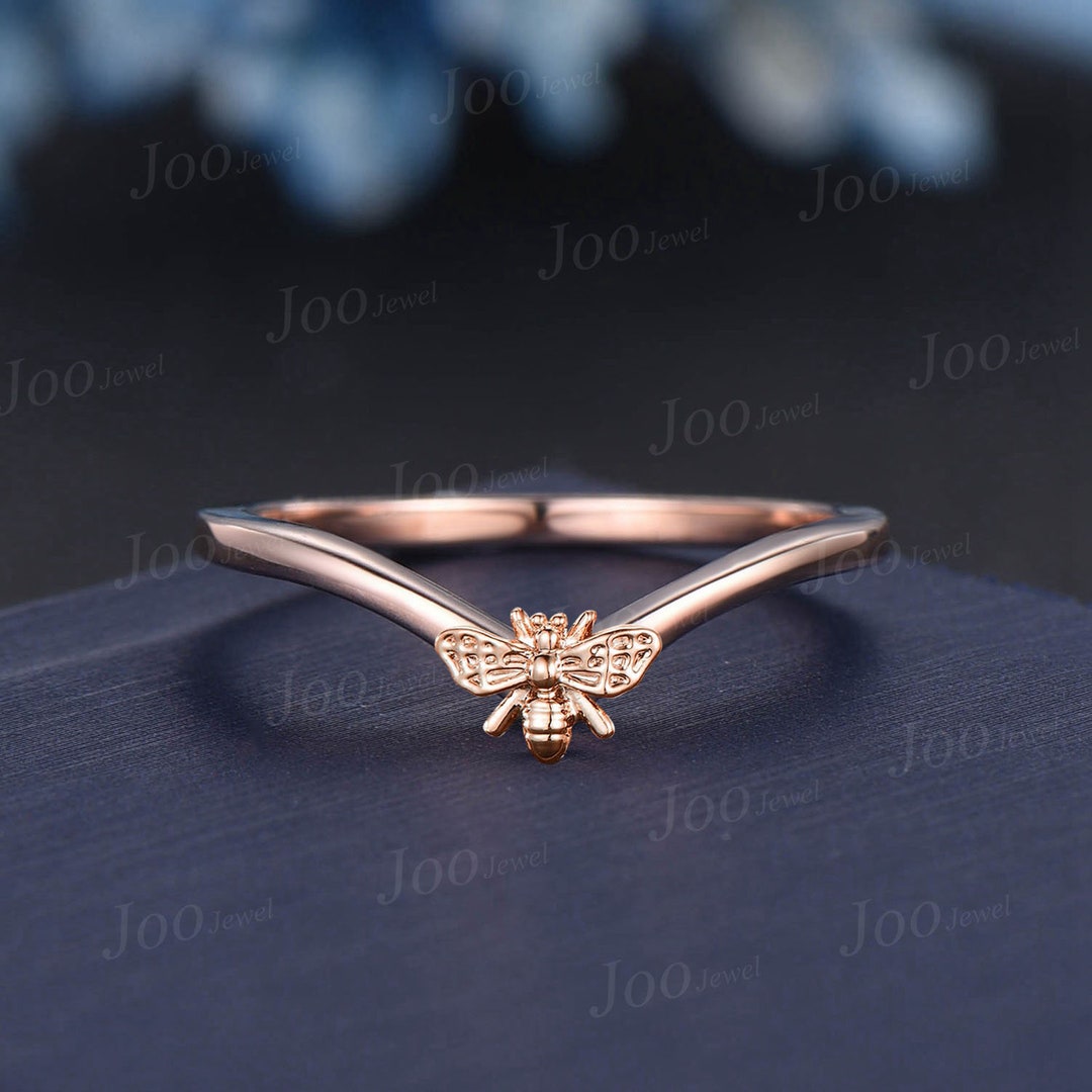 Tiny Bee Wedding Band|honeybee Contour Band|beekeeper Jewelry Gift|bee ...