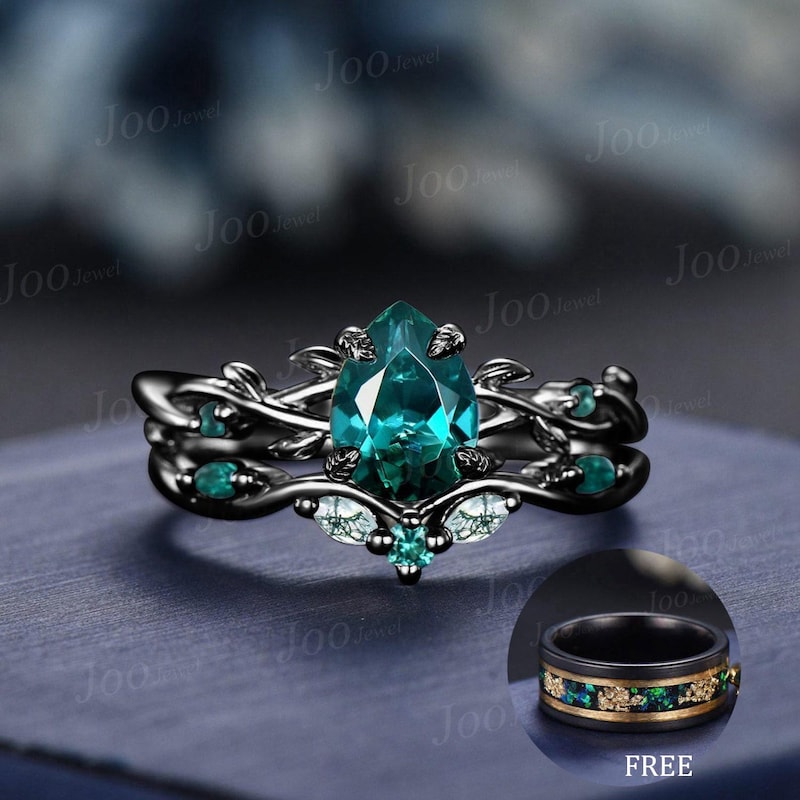 Green Emerald Ring Tear - Etsy