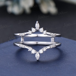 Double Curved Moissanite Wedding Band 14K Gold Enhancer Stacking ...