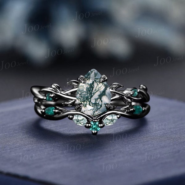 Moss Agate Goth Engagement Ring - Etsy