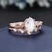 Nature Inspired Moissanite Diamond Engagement Ring Set 14K Rose Gold 1 ...