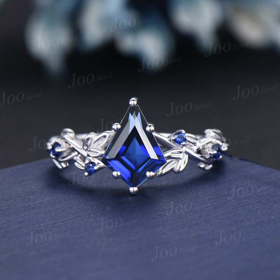 Nature Inspired Blue Sapphire Ring 1ct Kite Cut Blue Sapphire ...