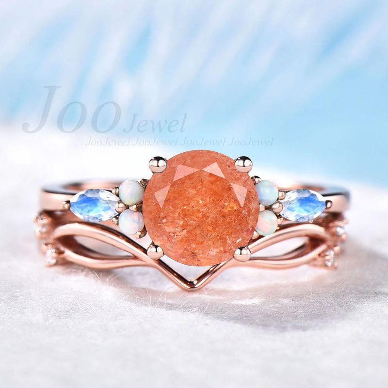 Sunstone Ring Set - Etsy