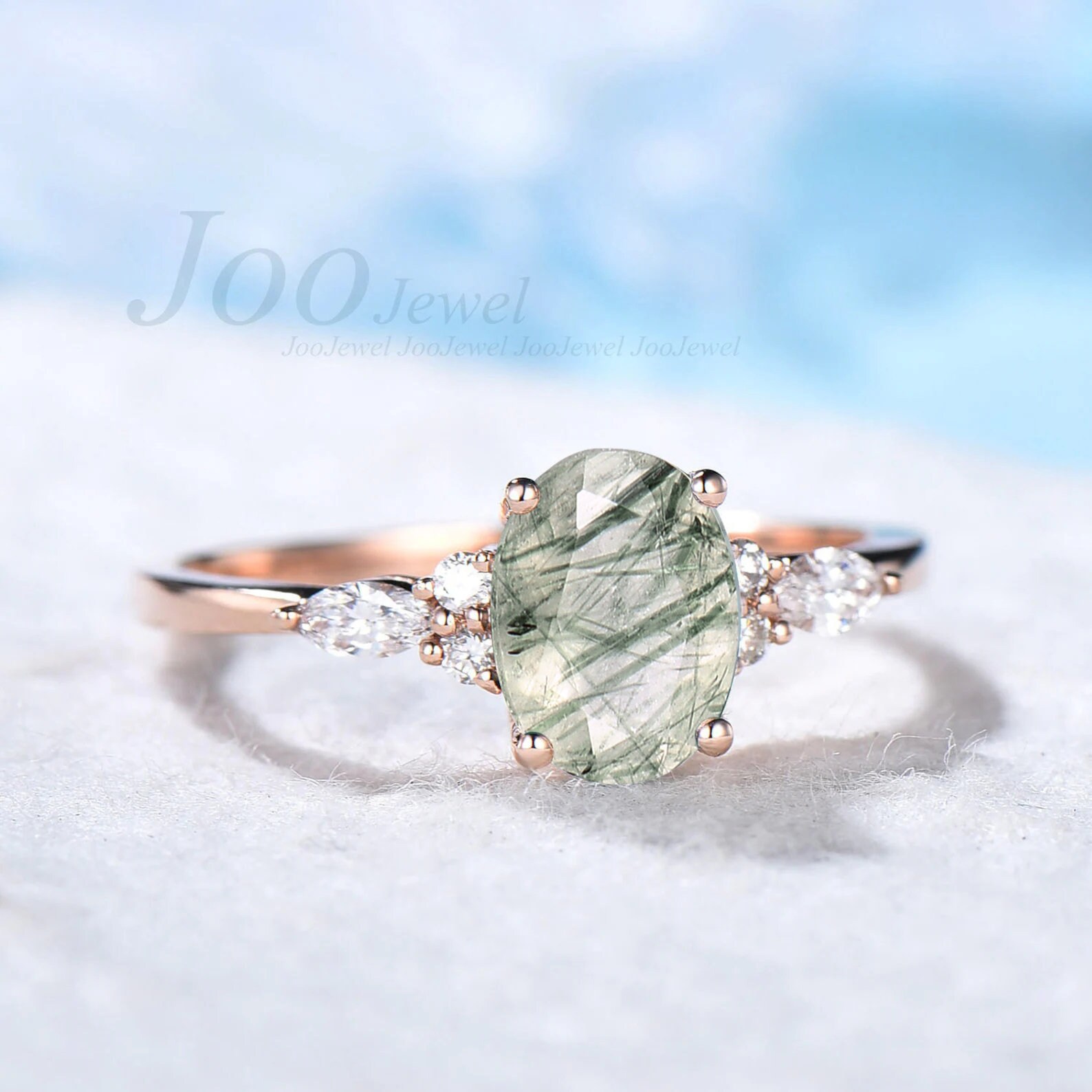 Natural Green Rutile Quartz Ring Sterling Silver Oval - Etsy