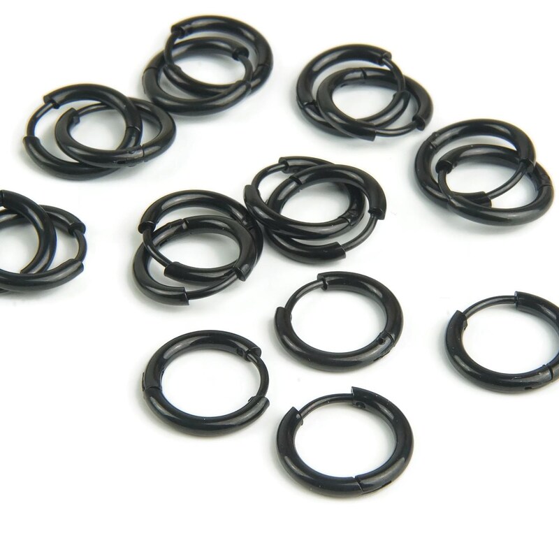 Black Hoop Earrings - Etsy