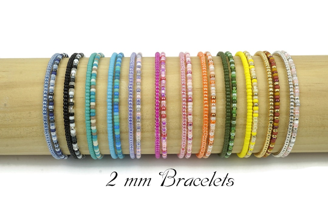 Elastic Beaded Stretch Bracelets Set, Set of 2 Miyuki Beads Bracelets ...