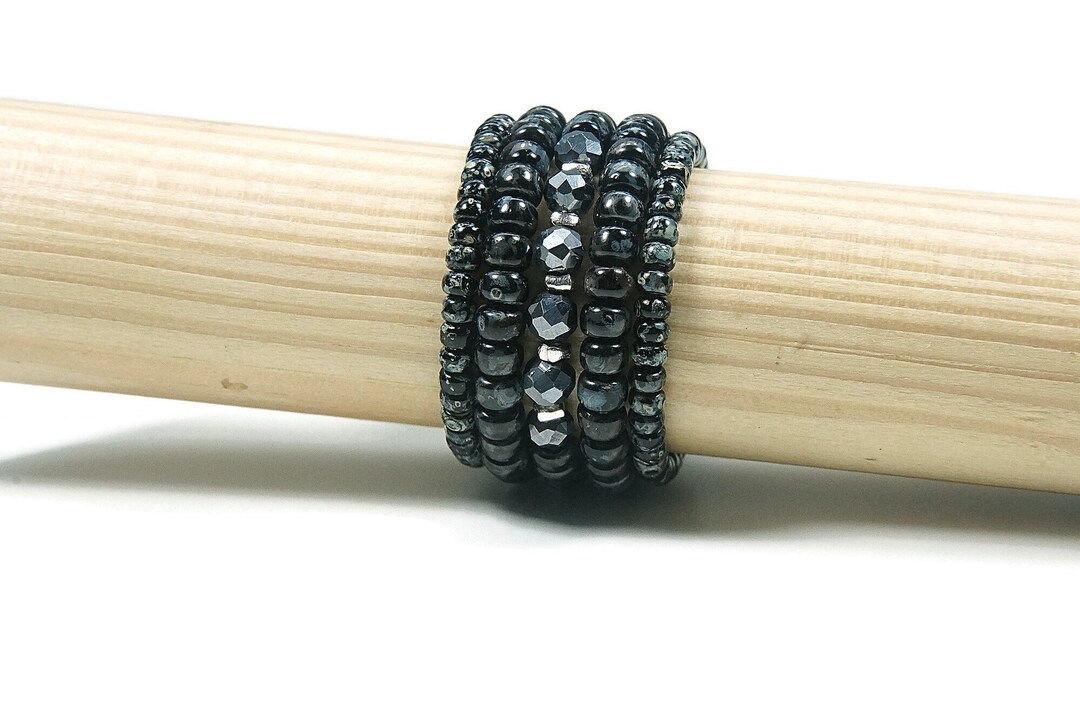 Hematite Stretch Ring, Beaded Stretch Ring, Gemstone Stretch Ring With ...
