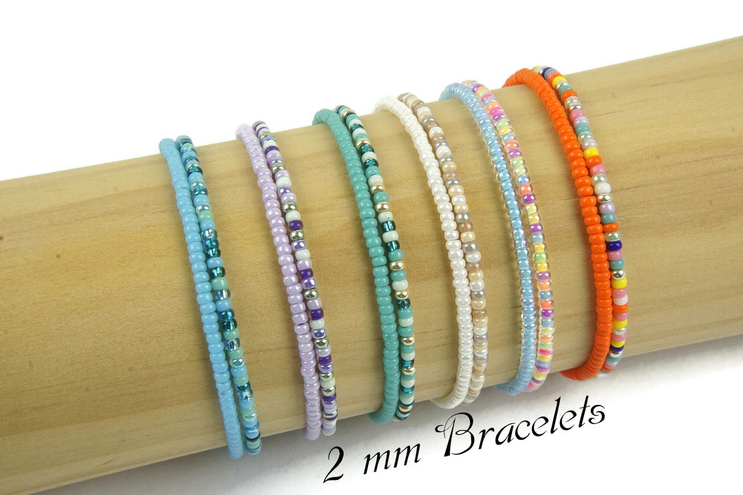 Ensemble de bracelets extensibles en perles élastiques, lot de 2 bracelets de perles Miyuki ...