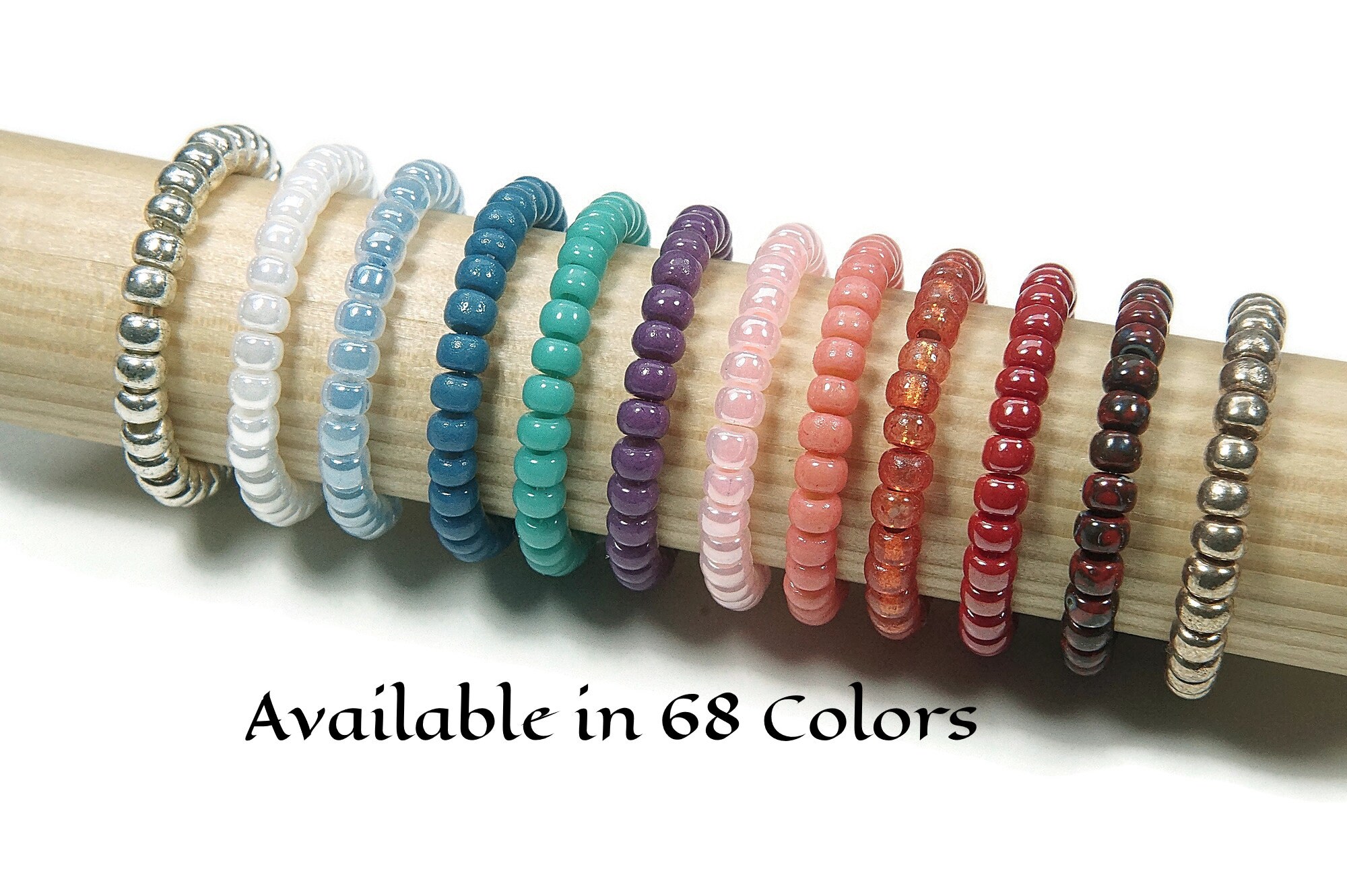 Stretch Beaded Ring Elastic Stack Beaded Ring Miyuki Beaded - Etsy