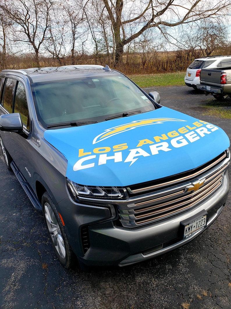Los Angles Chargers Auto Hood Cover | Gifts for Charger Fans | Sports ...