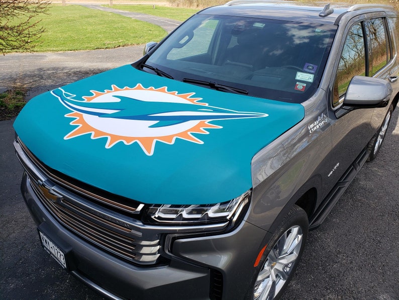 Miami Dolphins Auto Hood Cover | Sports Flags | Hood Flags | Custom ...
