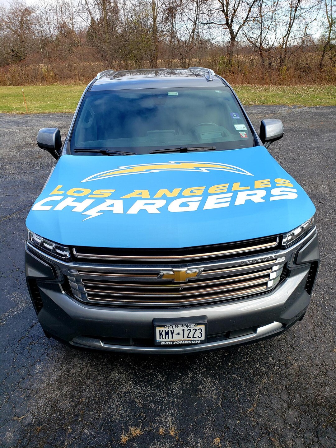 Los Angles Chargers Auto Hood Cover | Gifts for Charger Fans | Sports ...