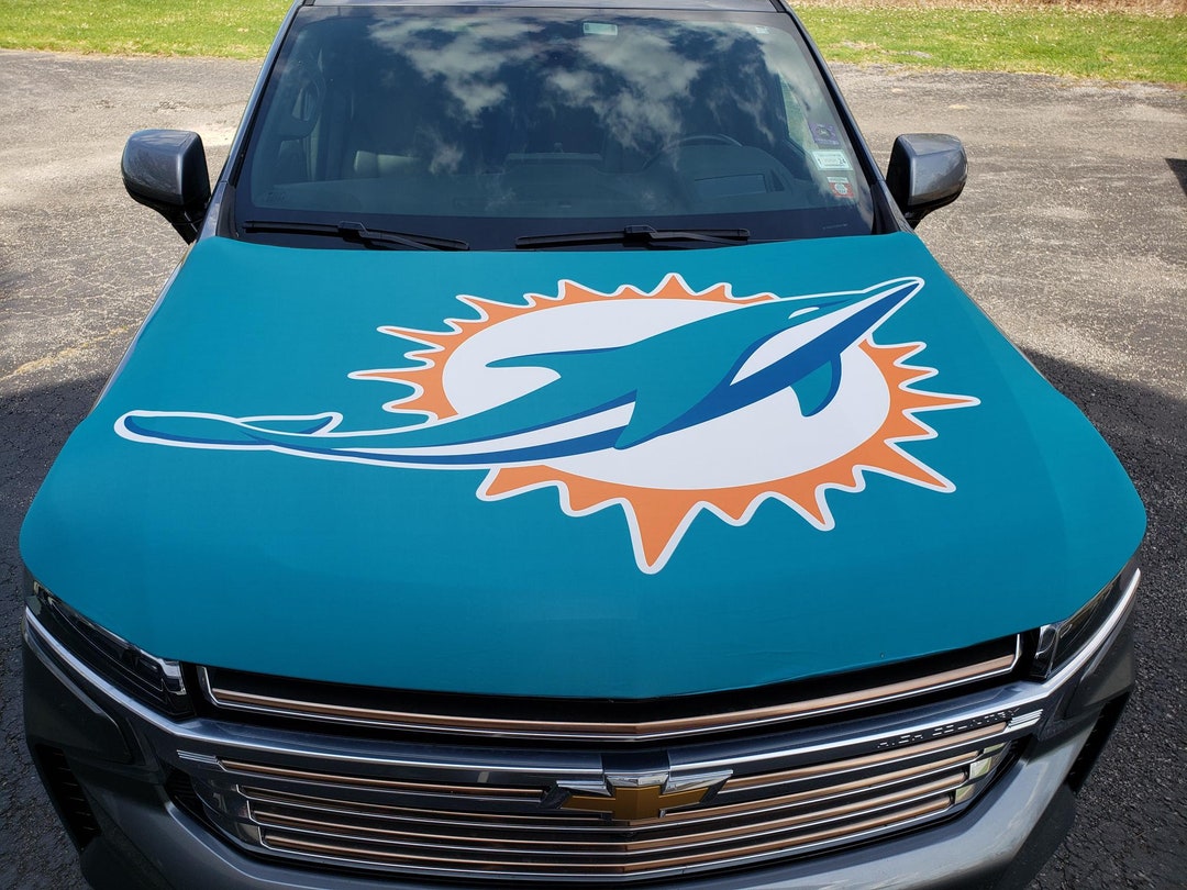 Miami Dolphins Auto Hood Cover | Sports Flags | Hood Flags | Custom ...