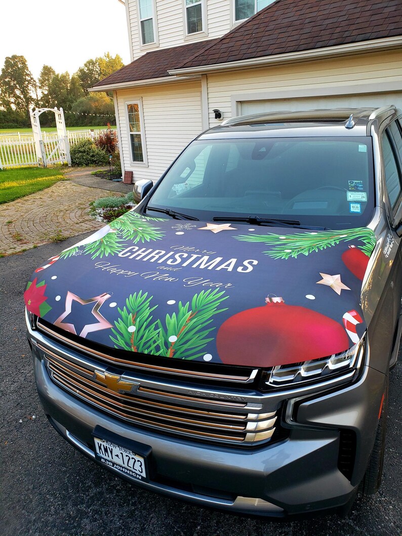 X-mas Auto Hood Cover , Happy New Year , Hood Flags , Gifts for X-mas ...