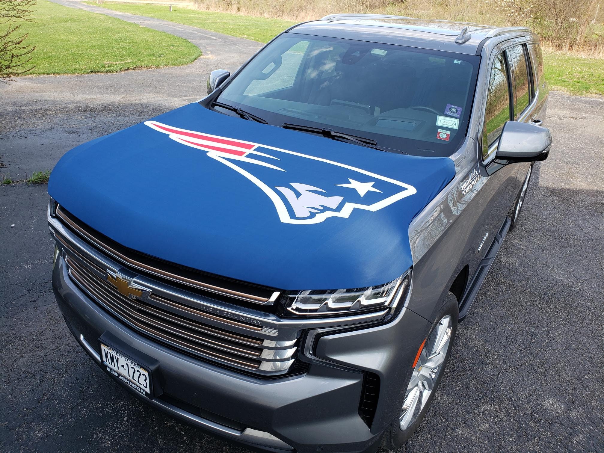 New England Patriots Custom Auto Hood Cover Sports Flags - Etsy