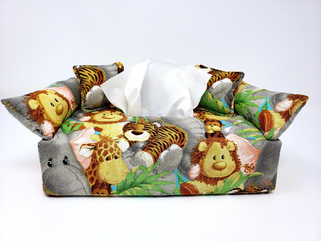 Tissue Box Cover - Baby Jungle Animals - Etsy