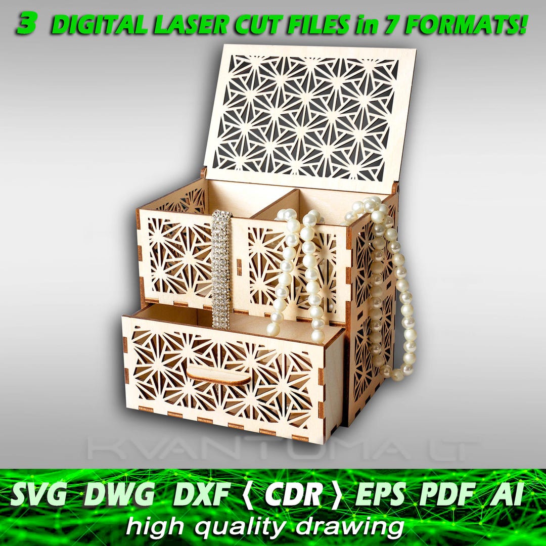 Сommode SVG, Jewellery Box Vector DXF, Laser Cut Files CDR, Wooden Box ...
