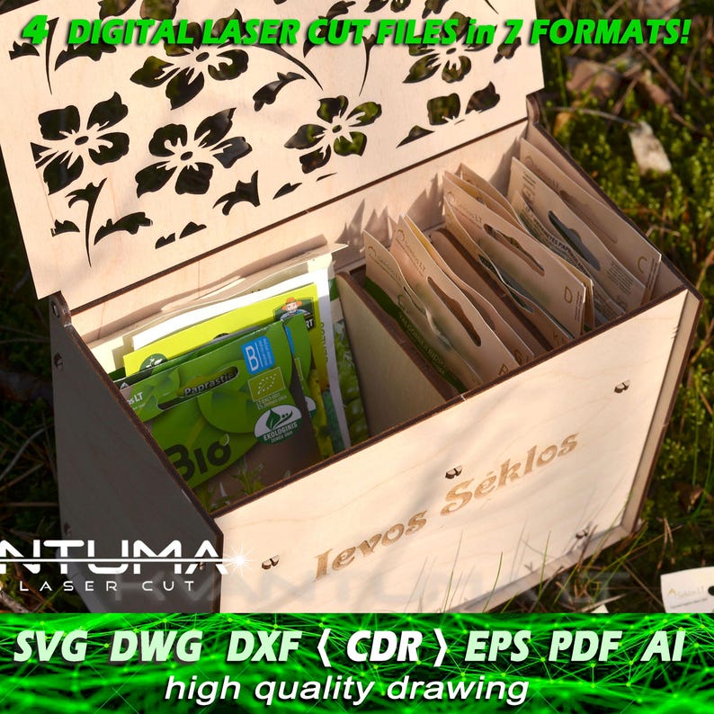 Seed Box Svg, Dxf Ai, Cdr Dwg Pdf, Eps Files for Laser, Laser Cutting ...