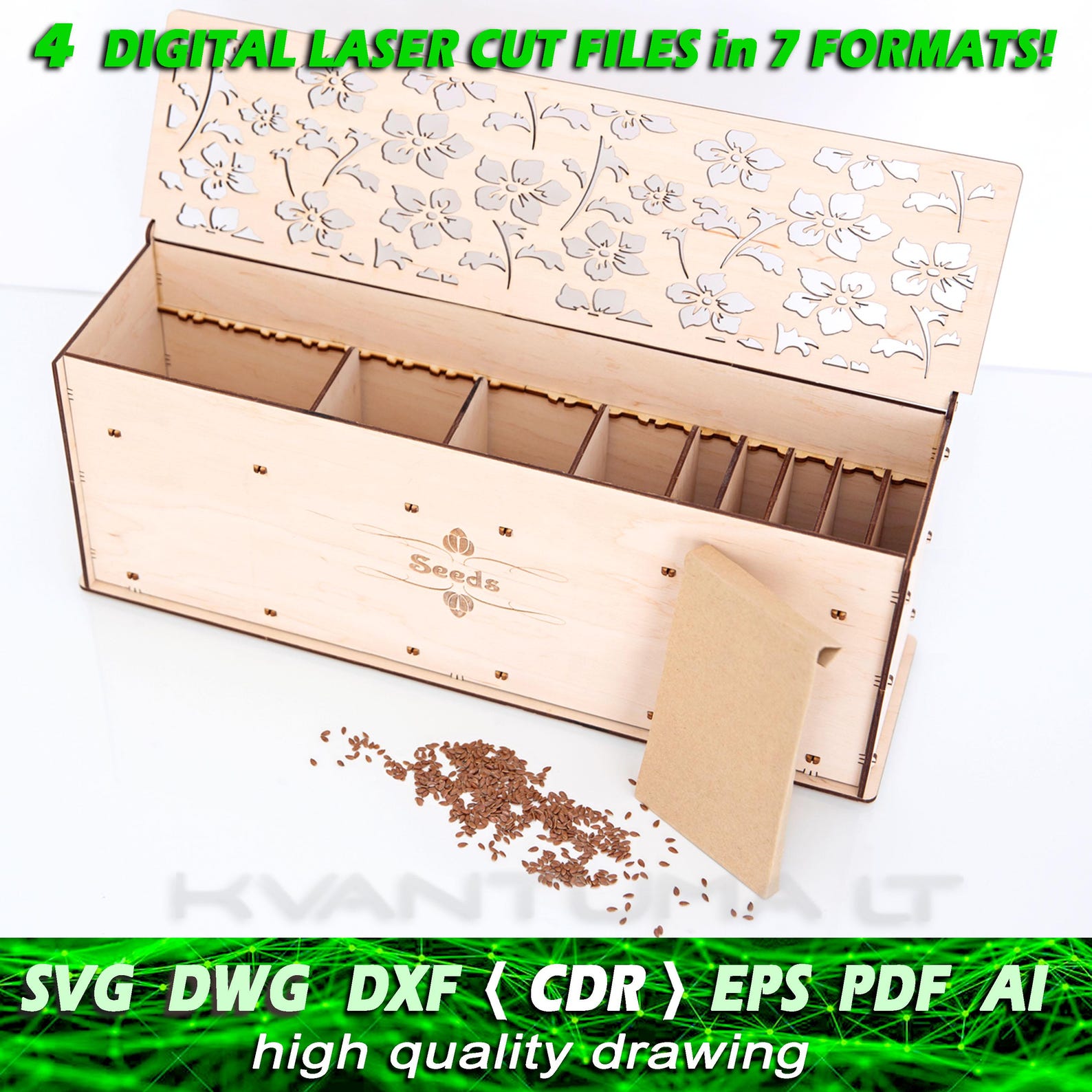 Seeds Box SVG Big, Box for Seeds DXF, Eps Files for Laser, Laser ...