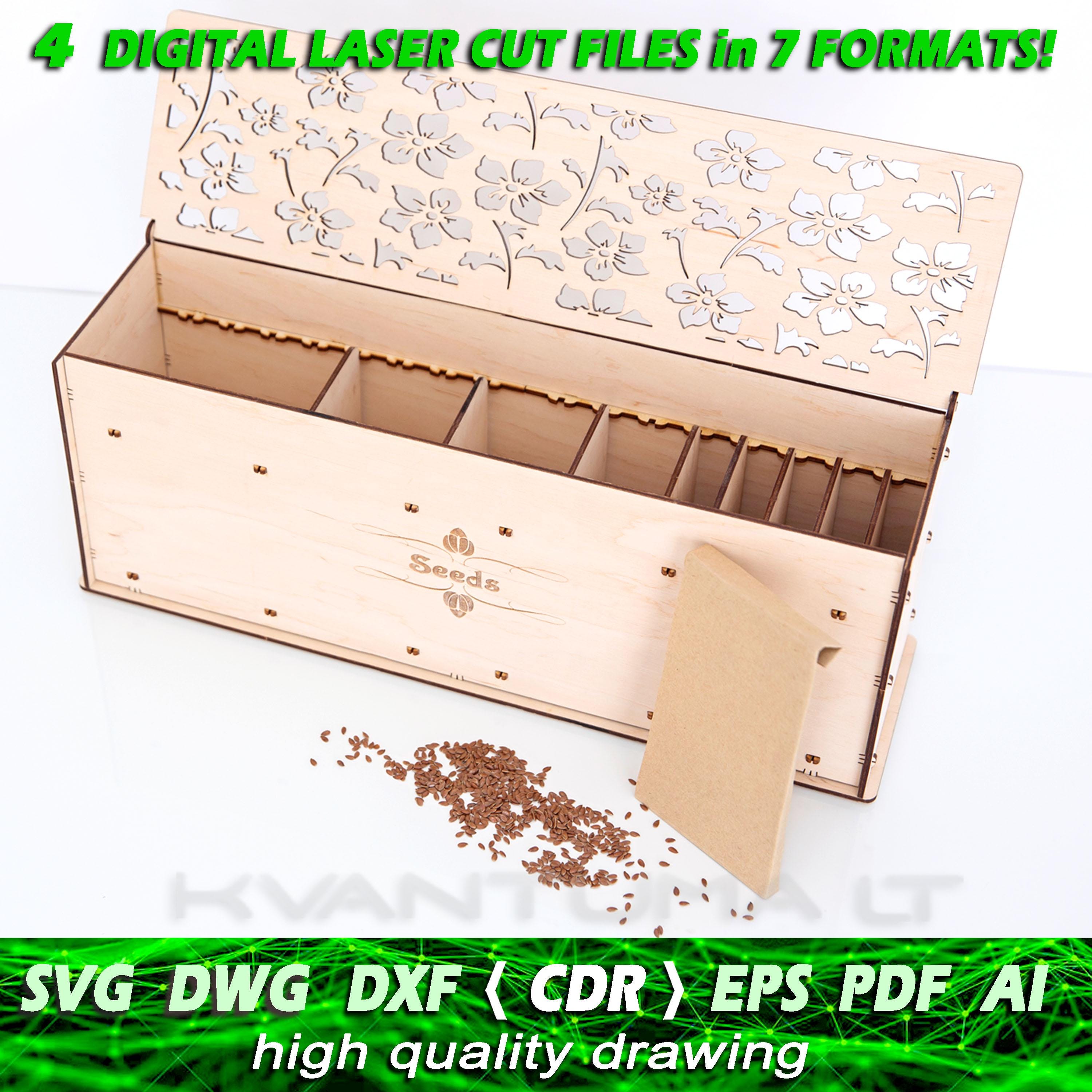 Seeds Box SVG Big, Box for Seeds DXF, Eps Files for Laser, Laser ...