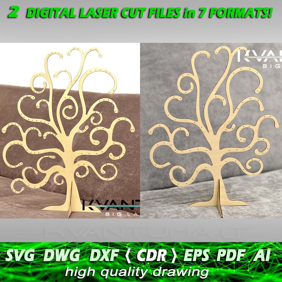 Jewelry Tree Svg, Wooden Tree Cdr, DXF Files for Laser, CNC Router and ...