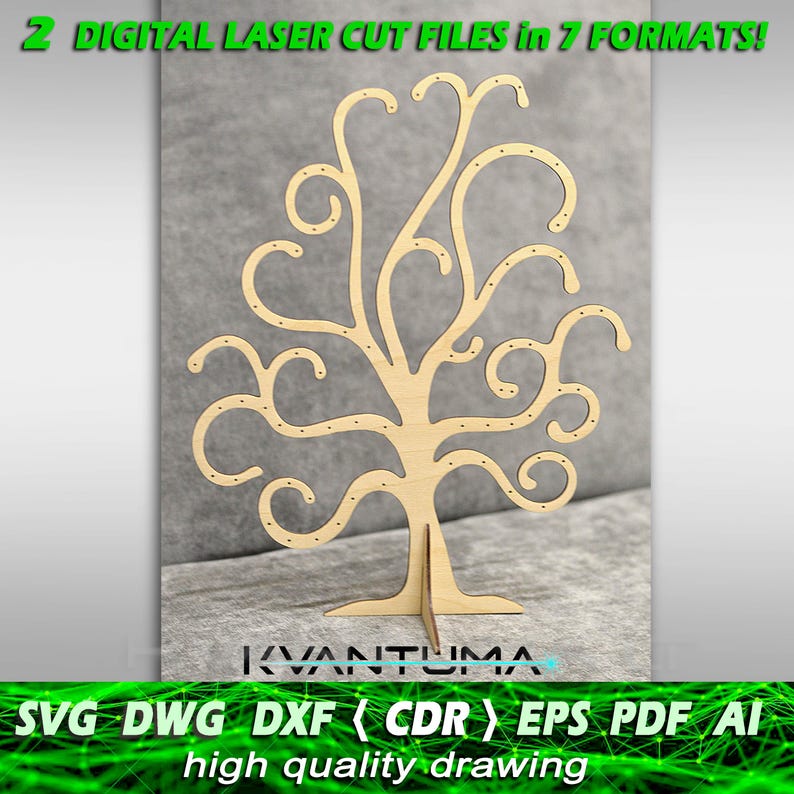 Jewelry Tree Svg, Wooden Tree Cdr, DXF Files for Laser, CNC Router and ...