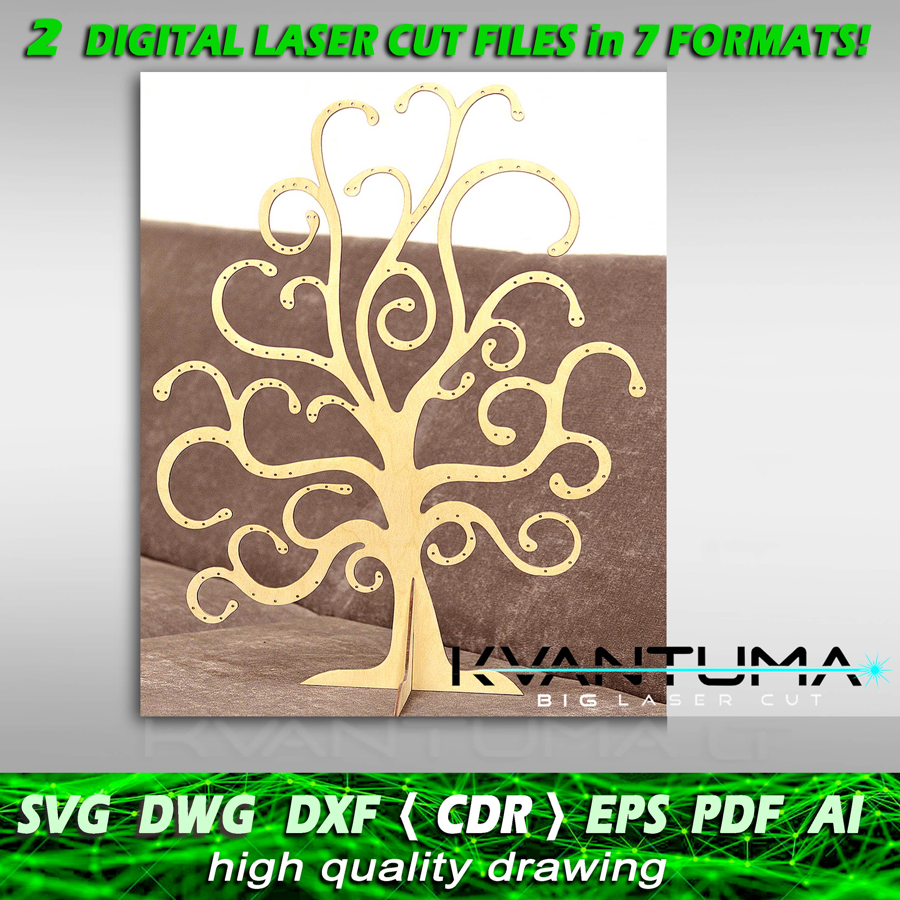 Jewelry Tree Svg, Wooden Tree Cdr, DXF Files for Laser, CNC Router and ...