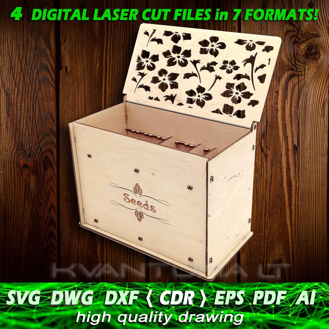 Seed Box Svg, Dxf Ai, Cdr Dwg Pdf, Eps Files for Laser, Laser Cutting ...