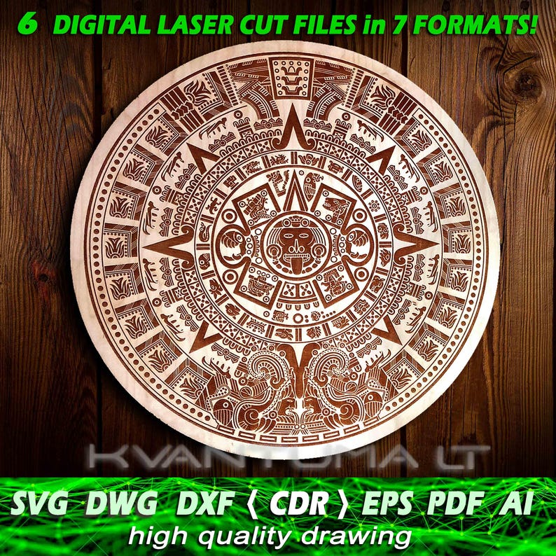 Calendario maya (SVG), calendario azteca (EPS), archivos DXF para láser ...