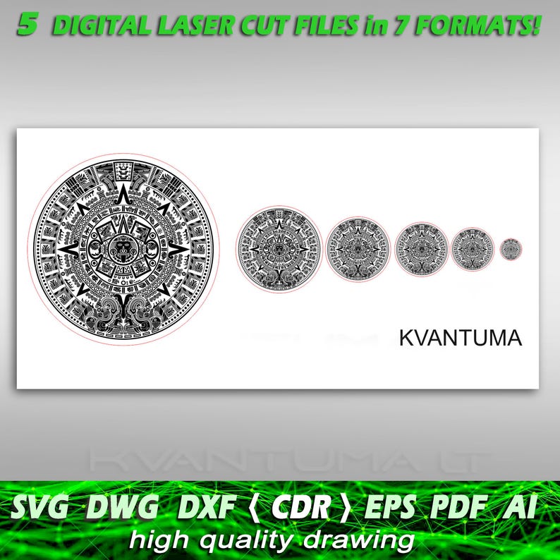Mayan Calendar Svg, Aztec Calendar Eps, DXF Files for Laser, CNC Router ...