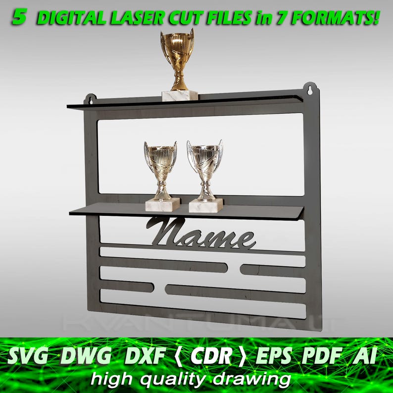 Large Medal Holder With Name SVG | Trophy Shelf DXF | Cnc Custom Award ...