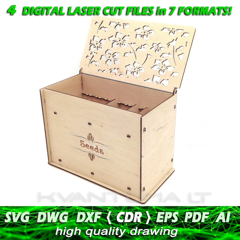 Seed Box Svg, Dxf Ai, Cdr Dwg Pdf, Eps Files for Laser, Laser Cutting ...