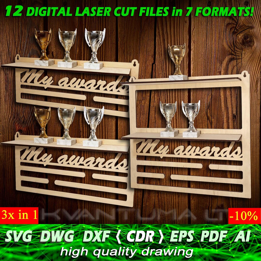 Medal Holder 3 Design Svg, Medal Rack Cdr, Award Shelf Dxf, Trophy ...