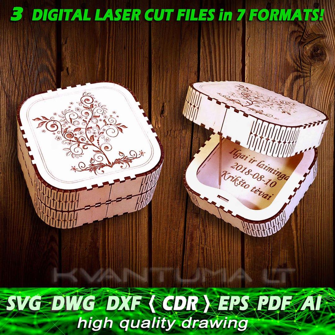 Ring Box SVG, Wedding Jewelry Box Ai, Gift Box Cdr, Ring Box File CNC ...