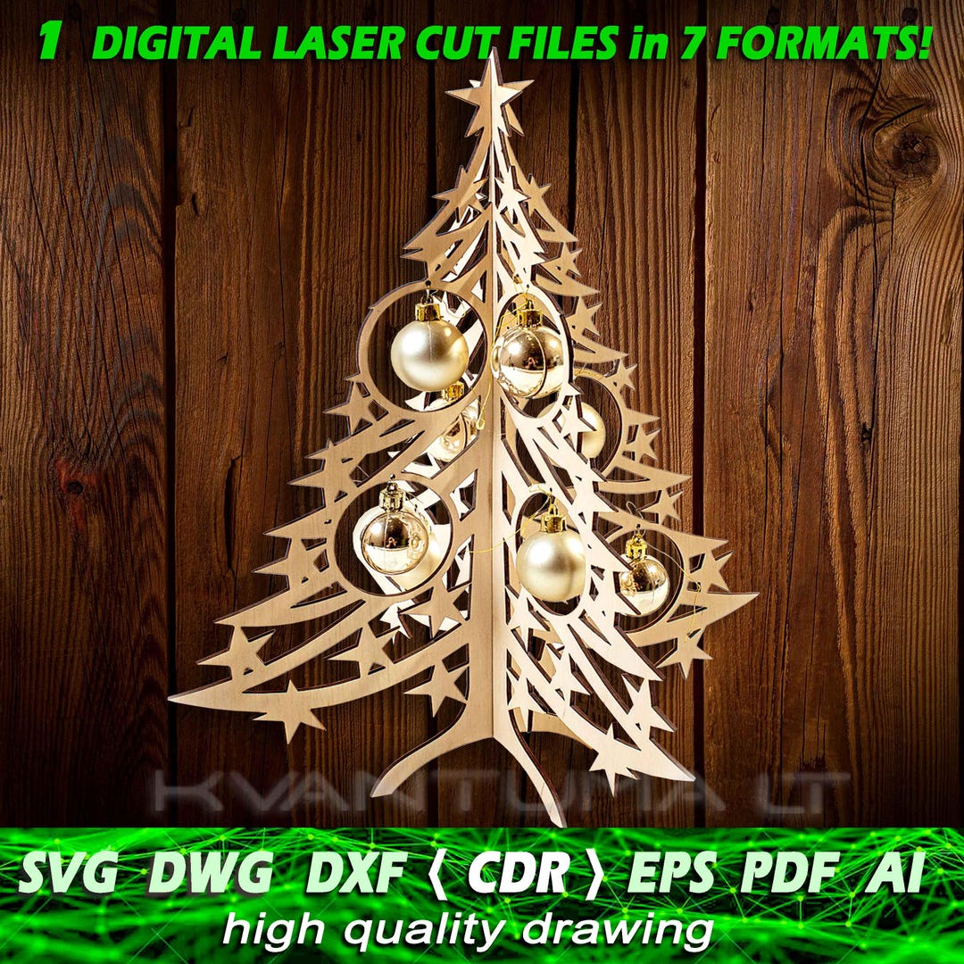 Wooden Christmas Tree Svg, Wooden Tree Cdr, DXF Files for Laser, CNC ...