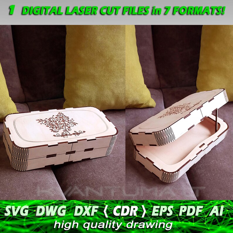 Jewellery Box Svg, Gift Box Cdr, DXF Files for Laser, Cnc Laser Cutting ...