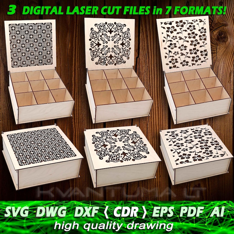 Tea Box SVG, DXF Files for Laser, CNC Router and Laser Cutting File Svg ...
