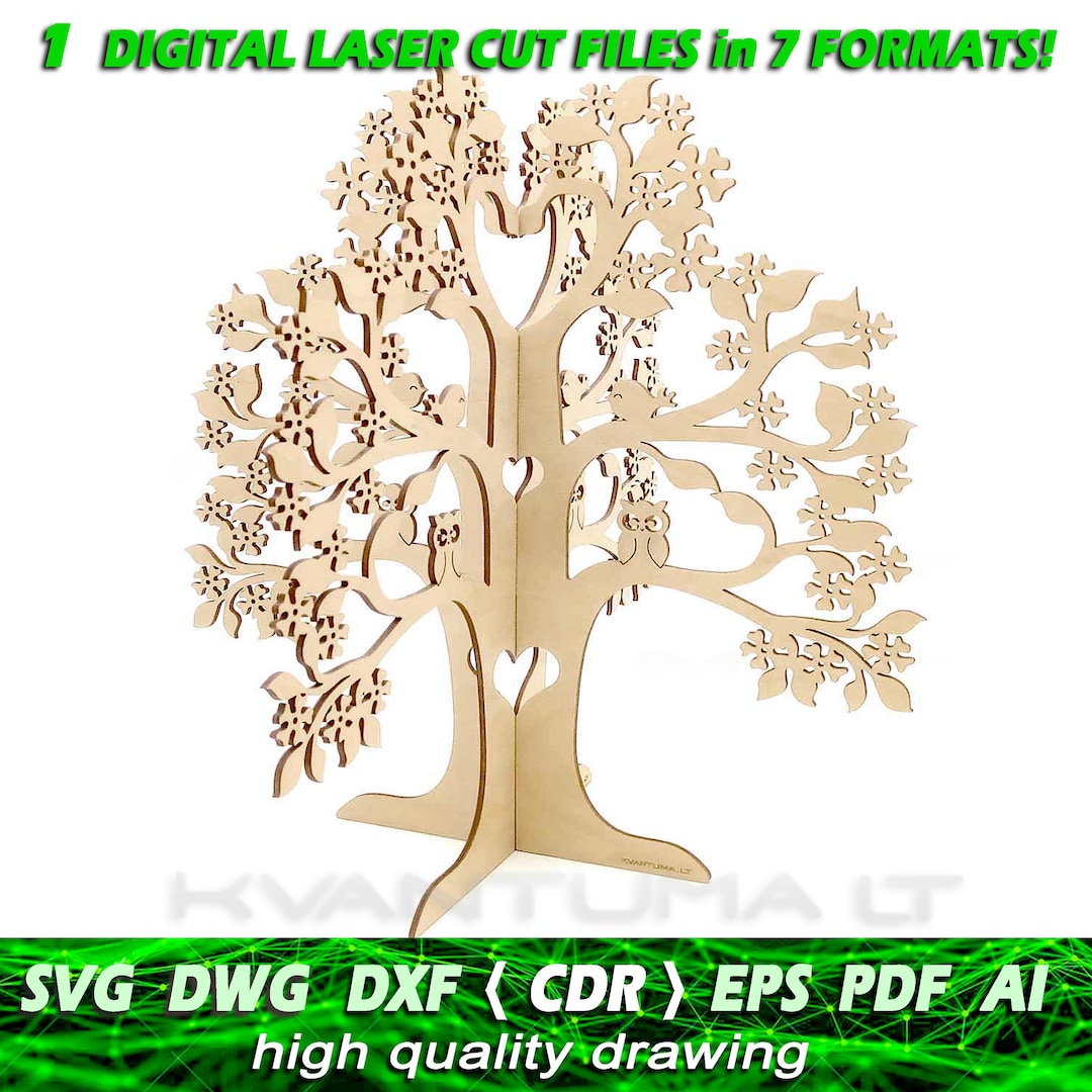 Laser Cut Family Tree & Jewelry Stand SVG | 3D Tree Design Laser Cut ...