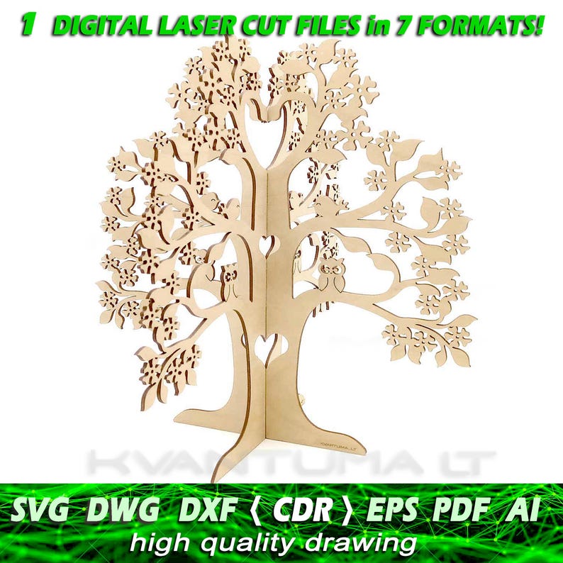 Family Tree Svg, Wooden Tree Dxf File, Files for Laser Cdr, Laser ...