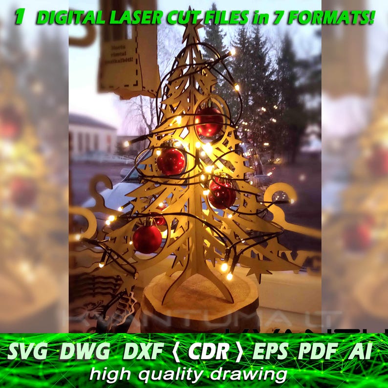 Wooden Christmas Tree Svg, Wooden Tree Cdr, DXF Files for Laser, CNC ...