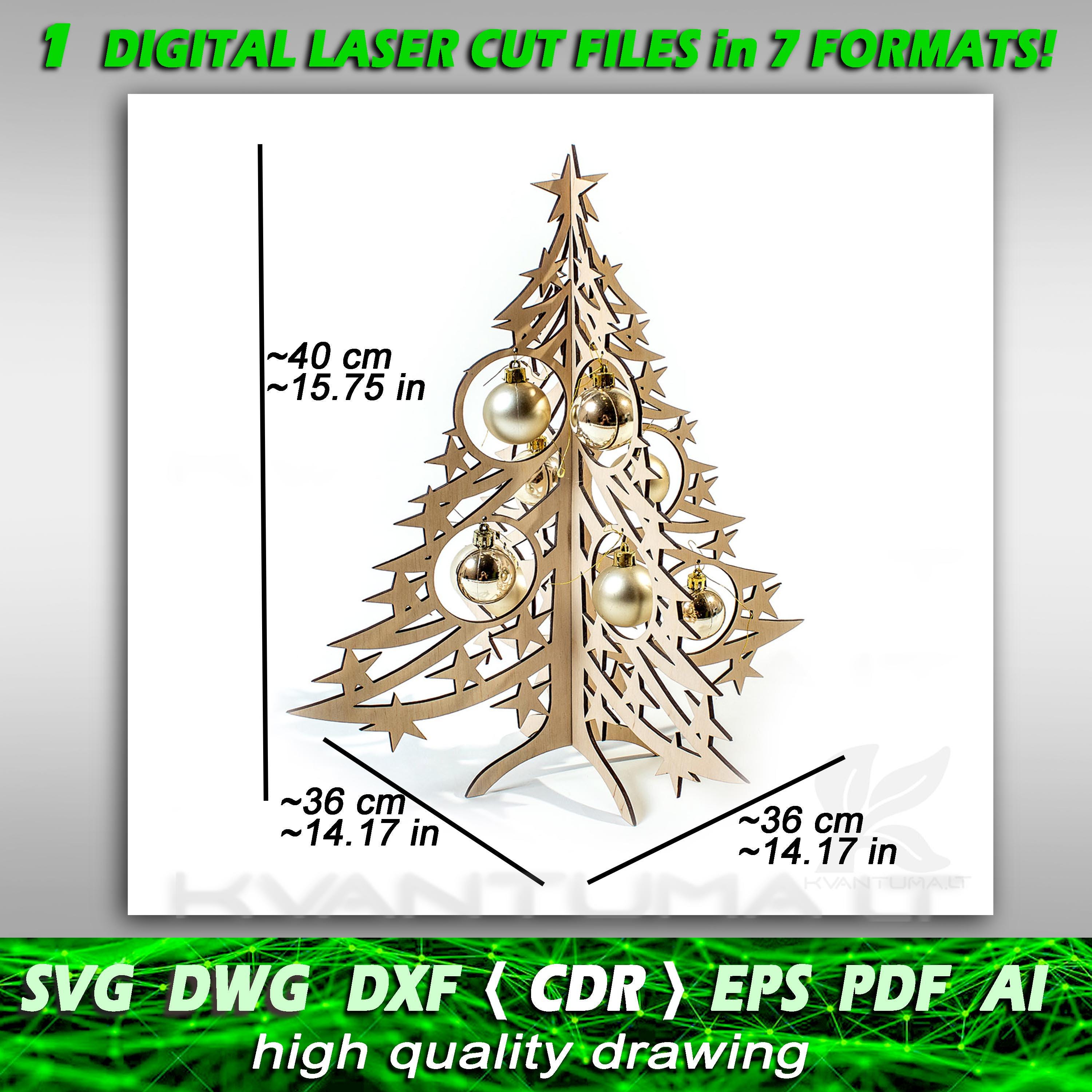 Wooden Christmas Tree Svg, Wooden Tree Cdr, DXF Files for Laser, CNC ...
