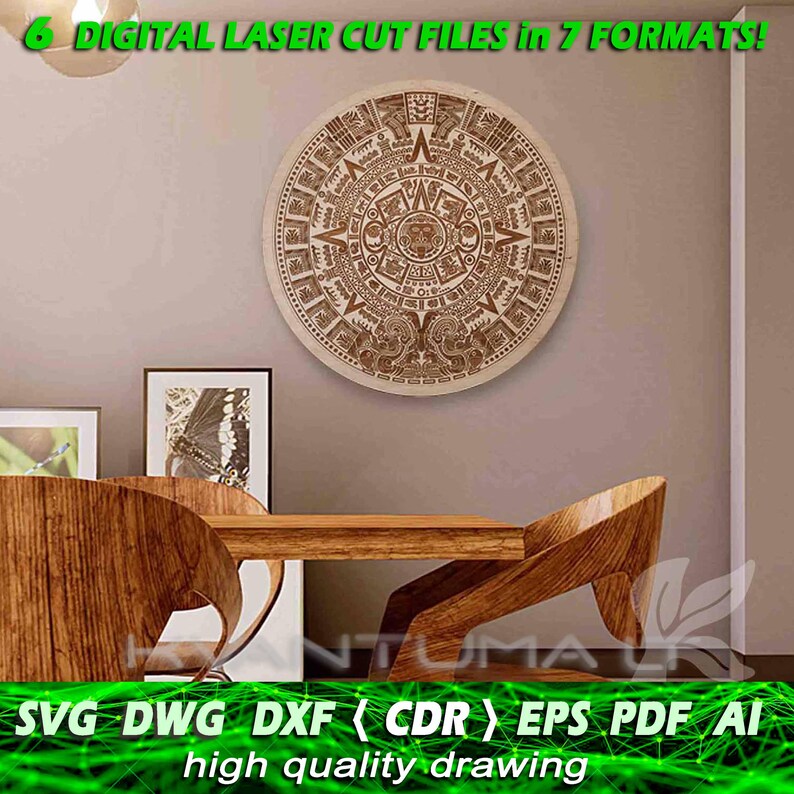 Mayan Calendar Svg, Aztec Calendar Eps, DXF Files for Laser, CNC Router ...