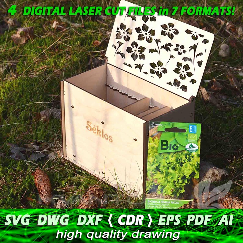 Seed Box Svg, Dxf Ai, Cdr Dwg Pdf, Eps Files for Laser, Laser Cutting ...