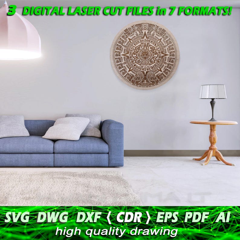 Mayan Calendar Svg, Aztec Calendar Eps, DXF Files for Laser, CNC Router ...