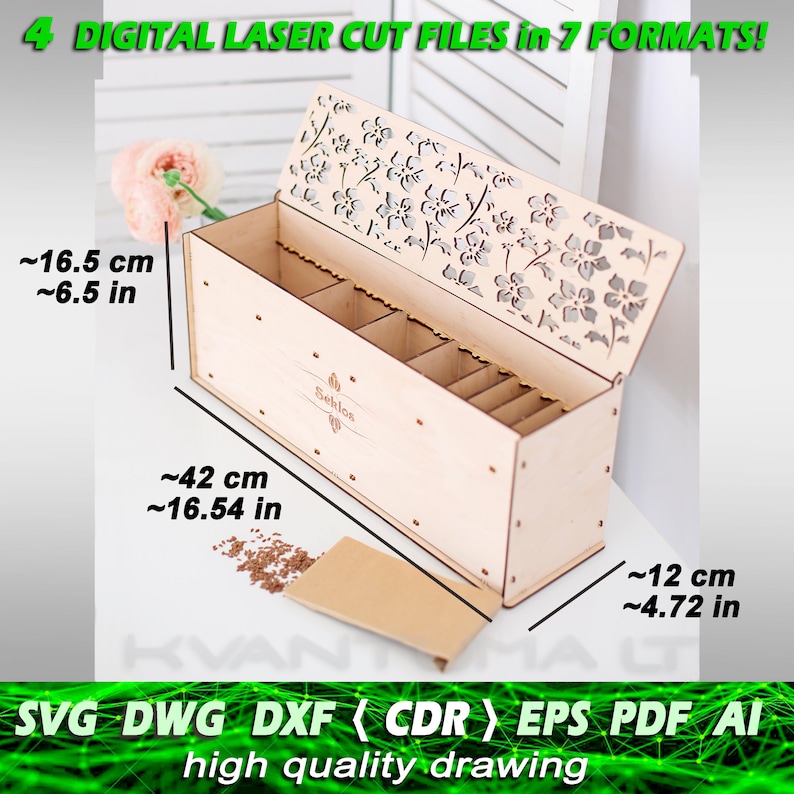 Seeds Box SVG Big, Box for Seeds DXF, Eps Files for Laser, Laser ...