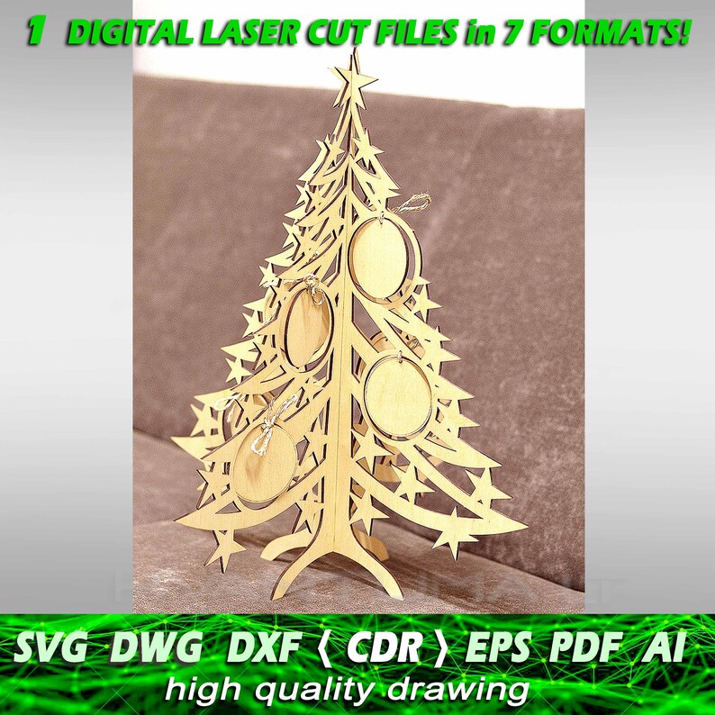 Wooden Christmas Tree Svg, Wooden Tree Cdr, DXF Files for Laser, CNC ...