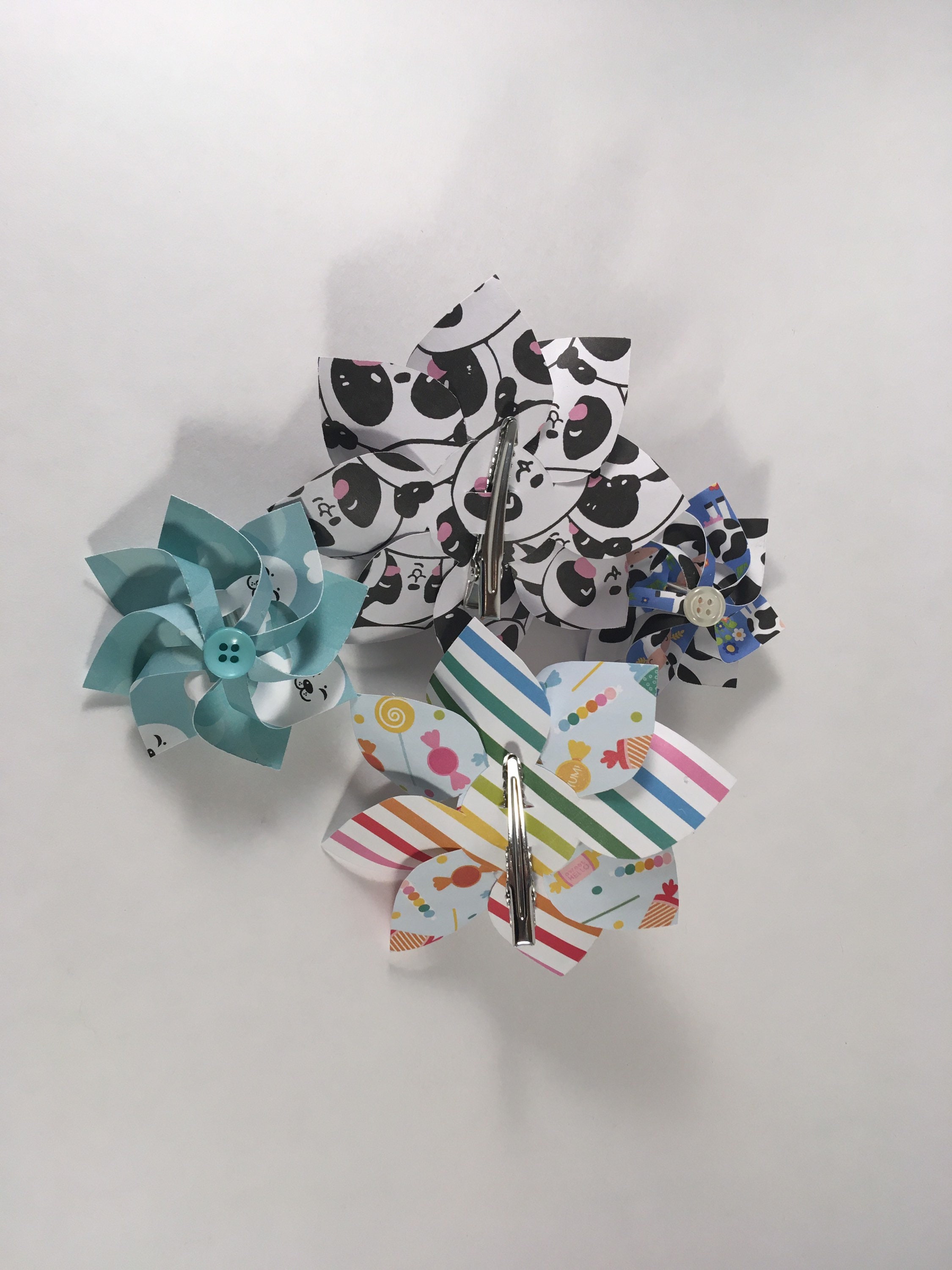 Paper Pinwheel Hair Clips 2" - Etsy
