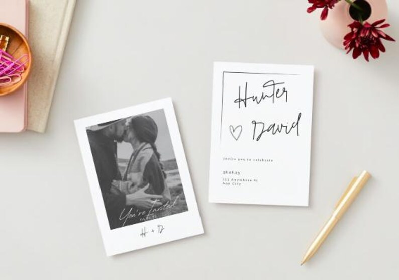 Polaroid Wedding Invitation Templates - Etsy