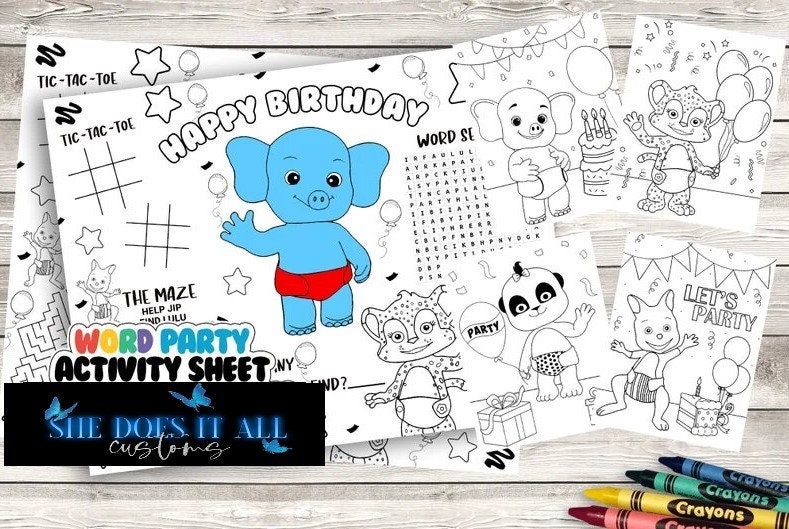 Word Party Coloring Pages 20 Pages - Etsy