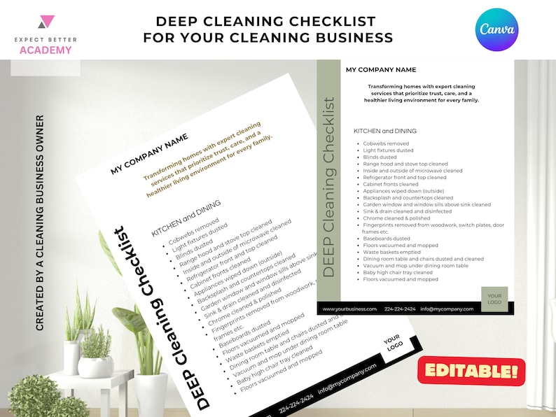Professional Residential Deep Cleaning Checklist | Editable House Deep ...